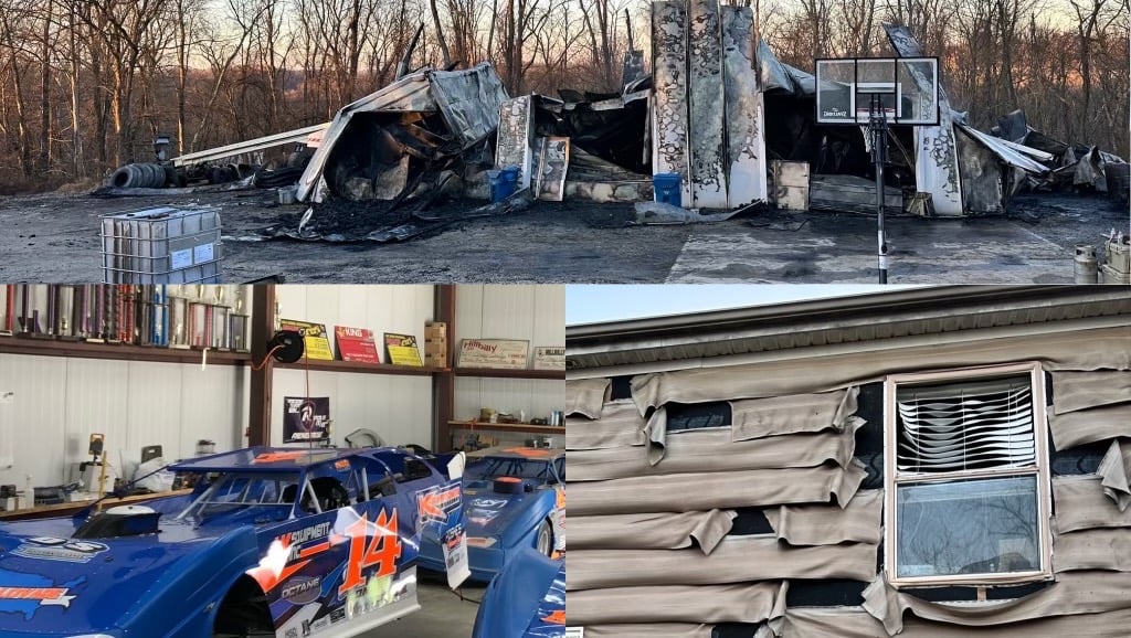 Dirt racer awakens to race shop fire (Photos) - Racing News