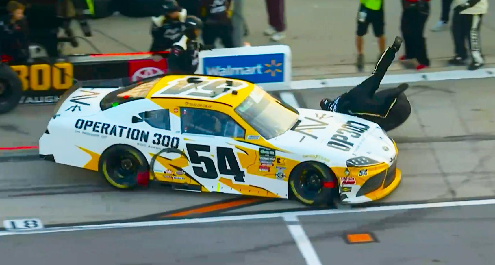 Taylor Gray hits NASCAR crew member on the pit lane (Video) - Racing News