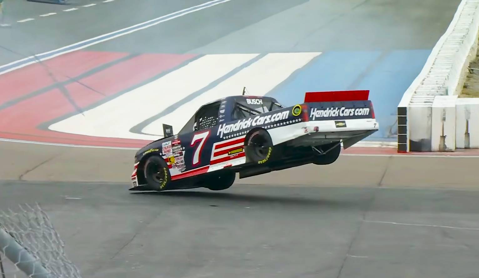 Corey Day goes airborne driving Kyle Busch's NASCAR truck (Video ...